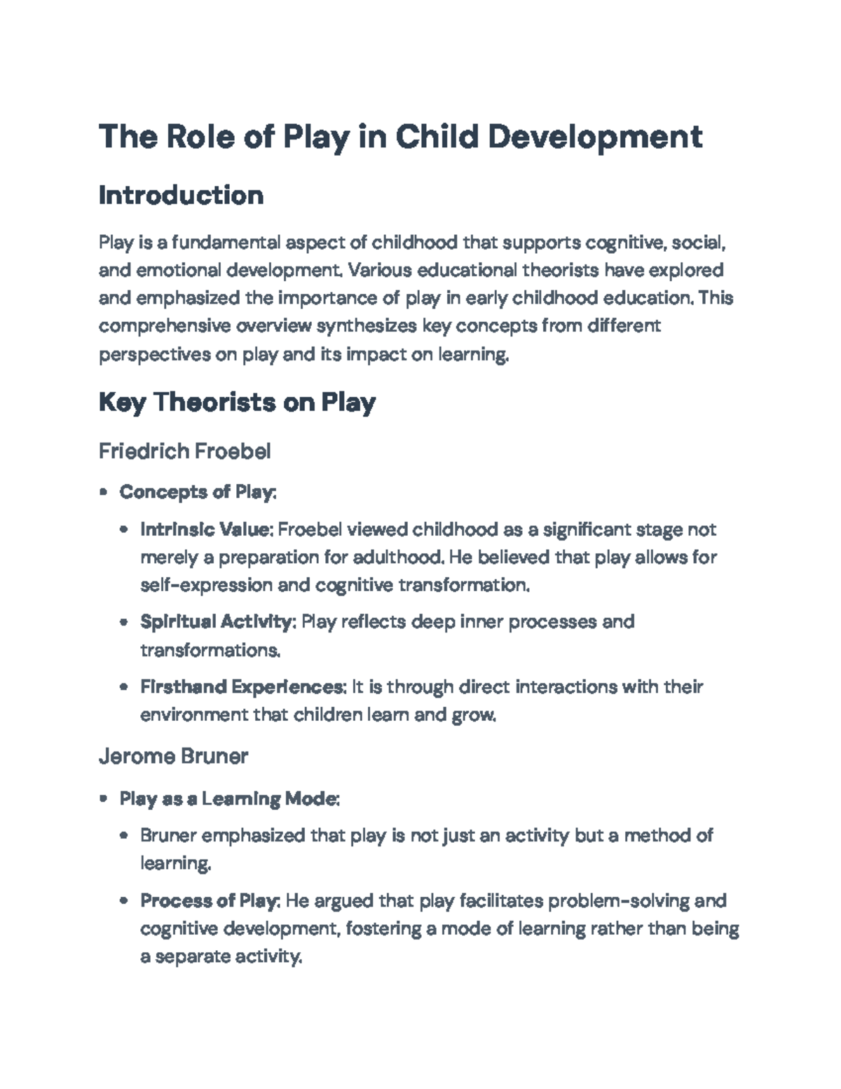 The Role of Play in Child Development: Insights from Key Theorists ...