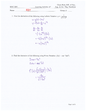 Learning Activity 16-KEY - MAC 2311 - MAC 2311 Learning Activity The ...
