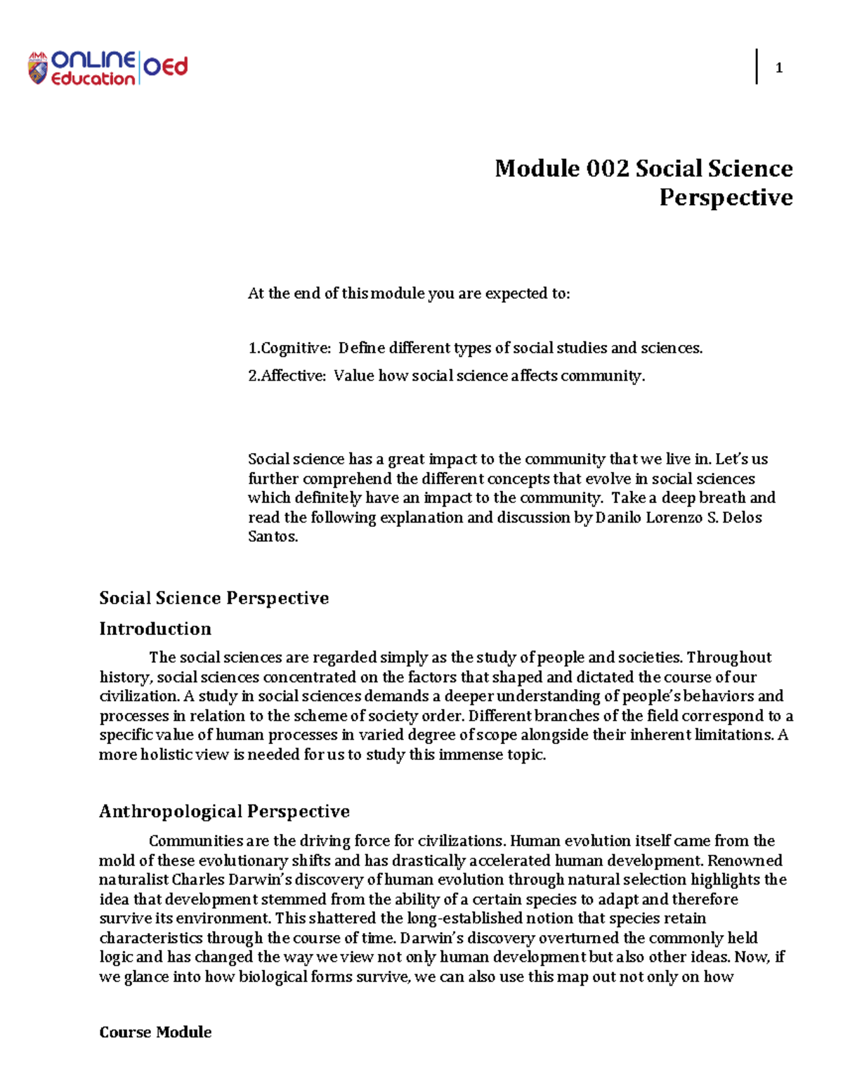 Week 2 - Social Science Perspective (Module 002 Insights) - Studocu