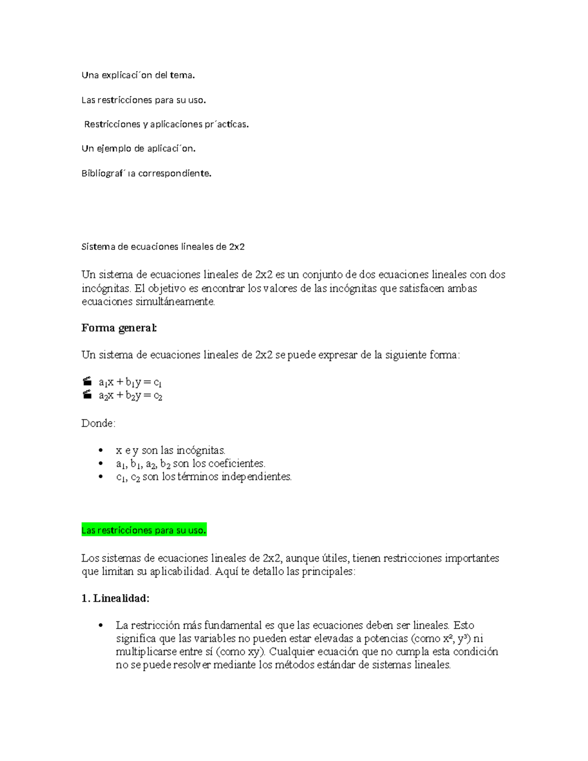 Calculo 2 - TRABAJO - Una explicaci ́on del tema. Las restricciones ...