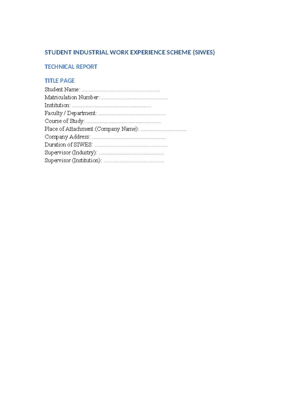 SIWES Technical Report: Student Industrial Work Experience (SIWES ...