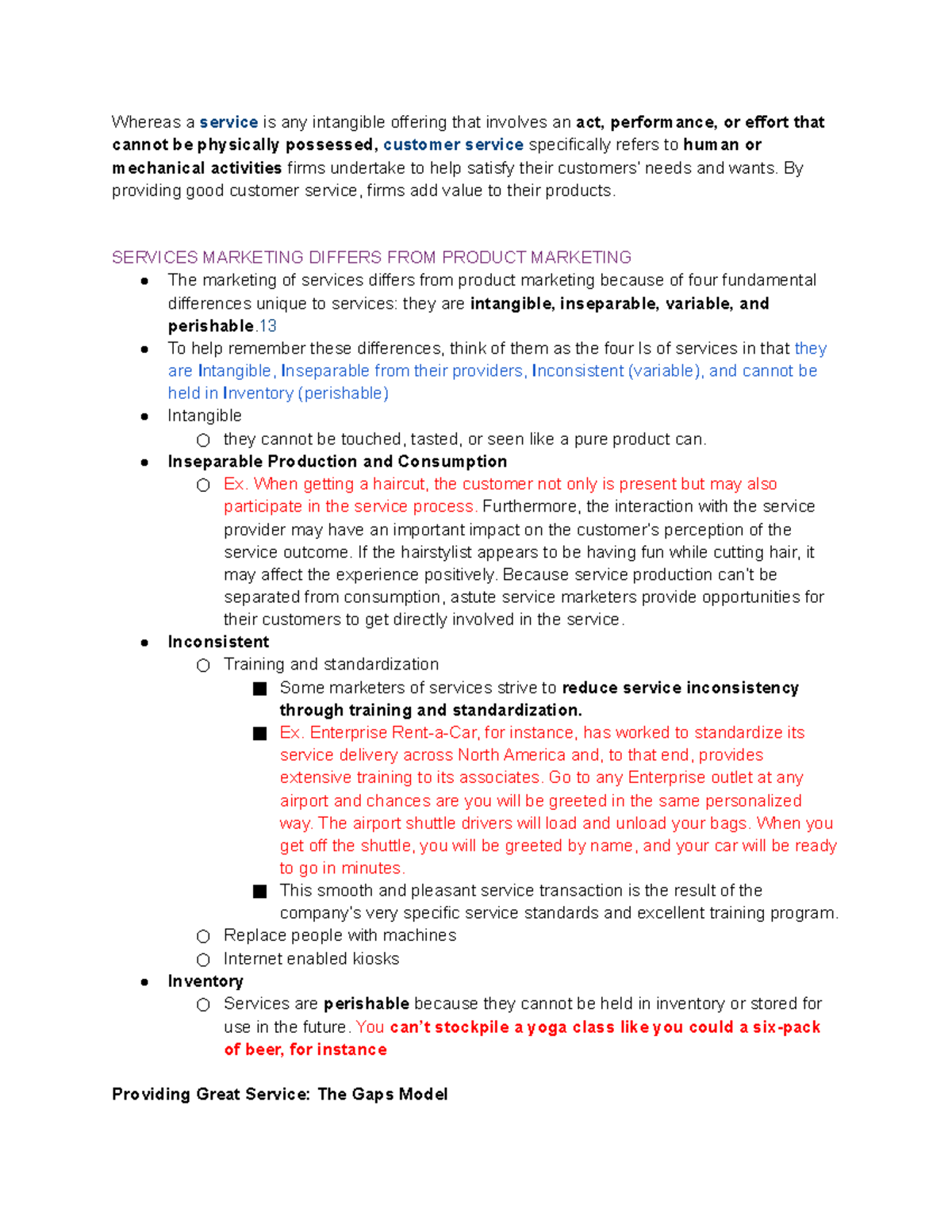 Chapter 10 - Services The Intangible Product - Whereas a service is any ...