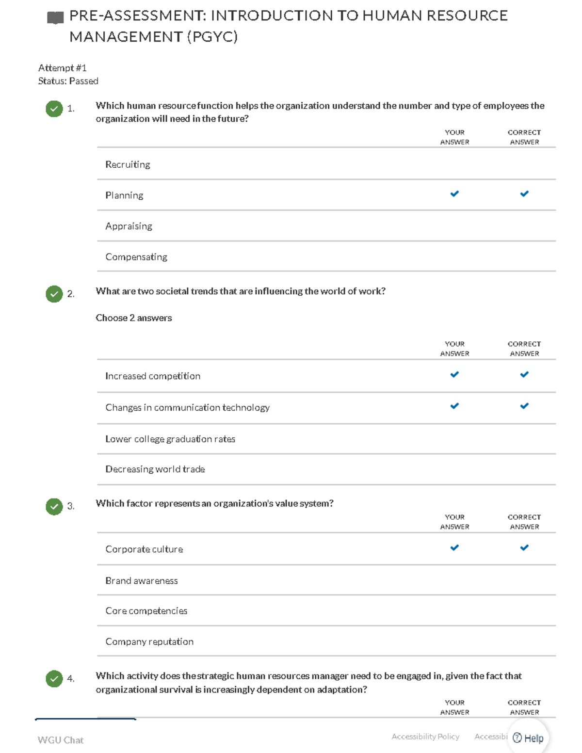 C232 Introduction to Human Resource Management Pre assessment - PRE ...