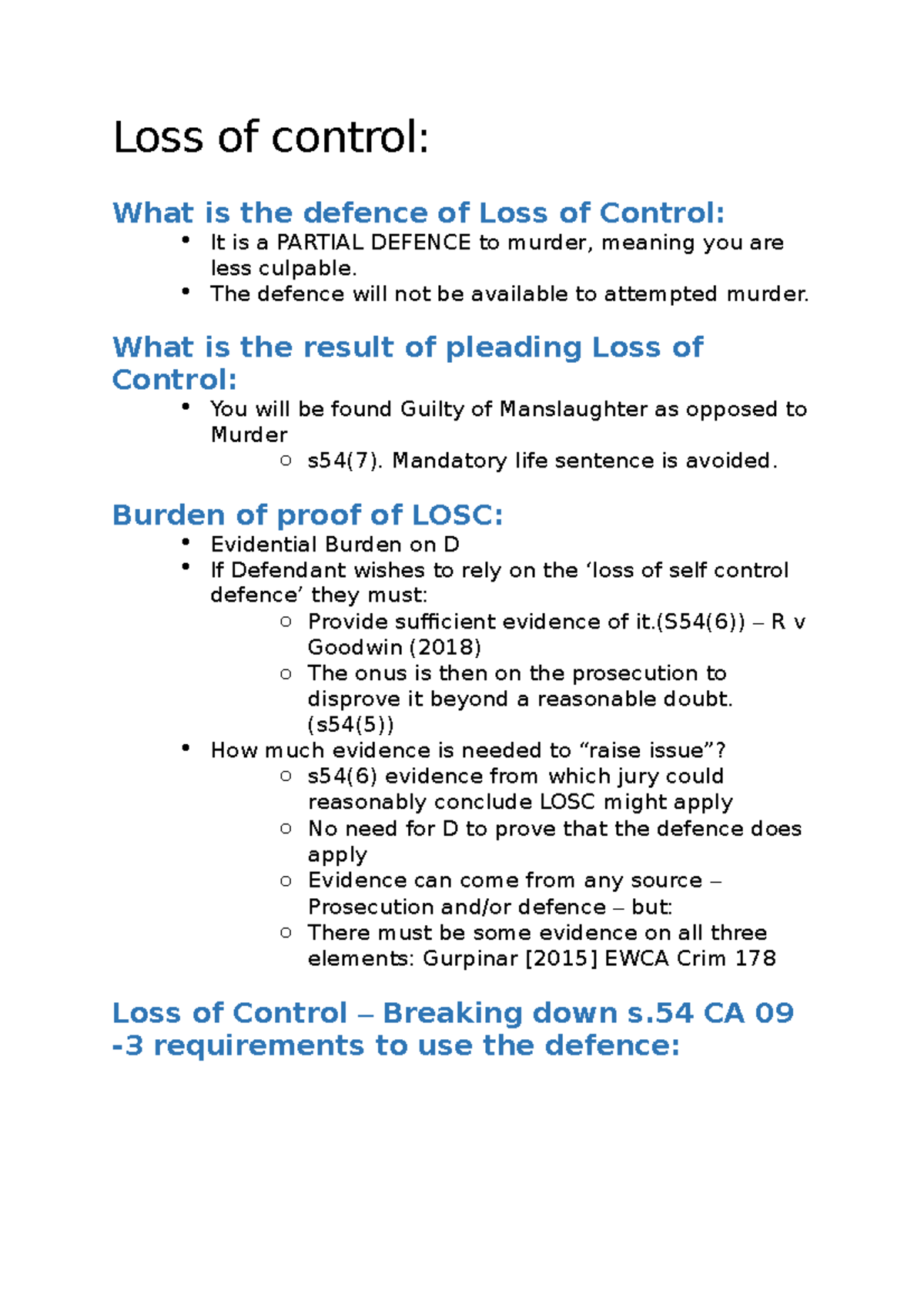 Loss of control - Lecture notes 5 - Loss of control: What is the ...