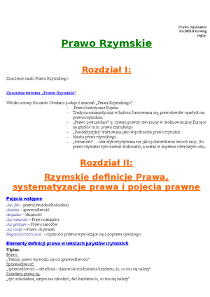 Prawo rzymskie -1 rozdział - I. Rzymskie definicje prawa ...