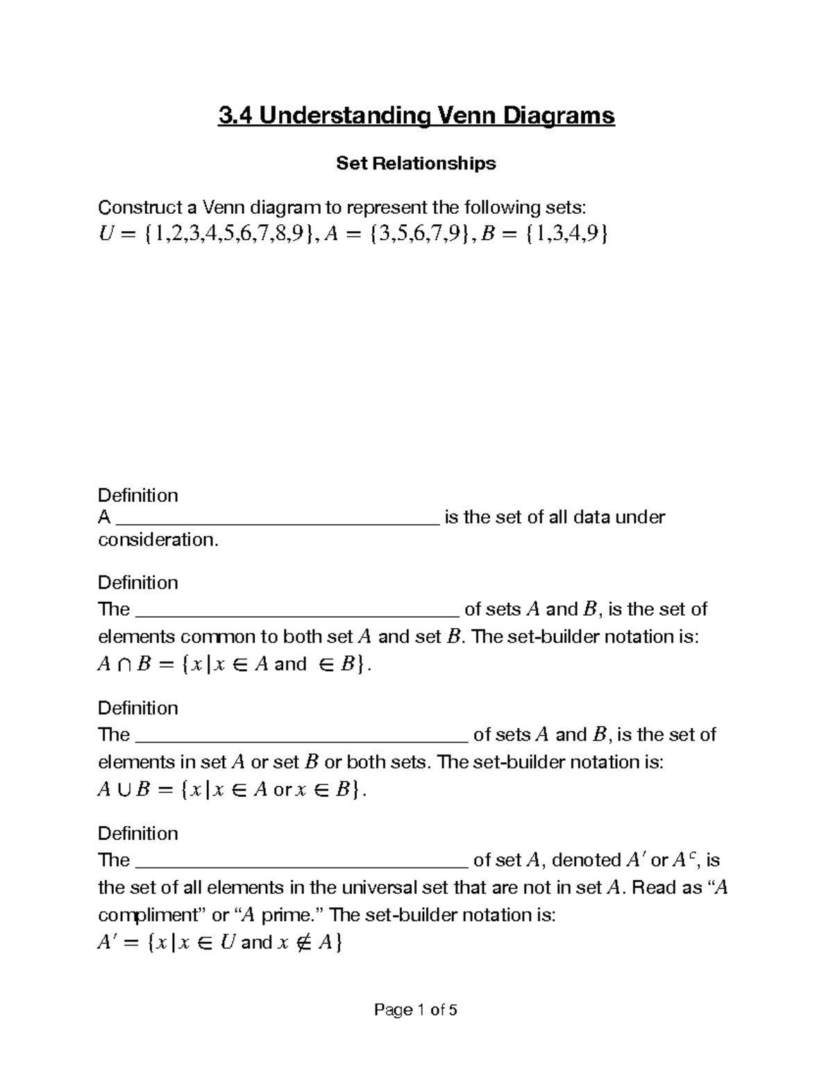 Understanding Venn Diagrams & Set Relationships (MATH 101) - Studocu