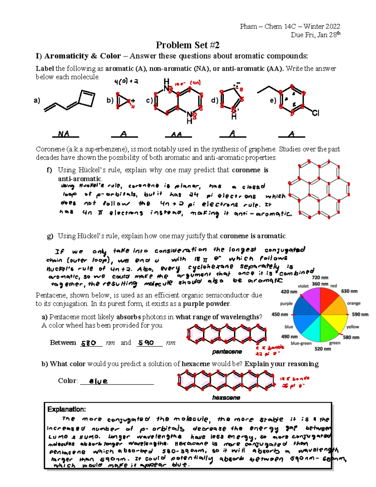 Chem 14C - PS2 Practice Worksheet: Aromaticity & Conformations - Studocu