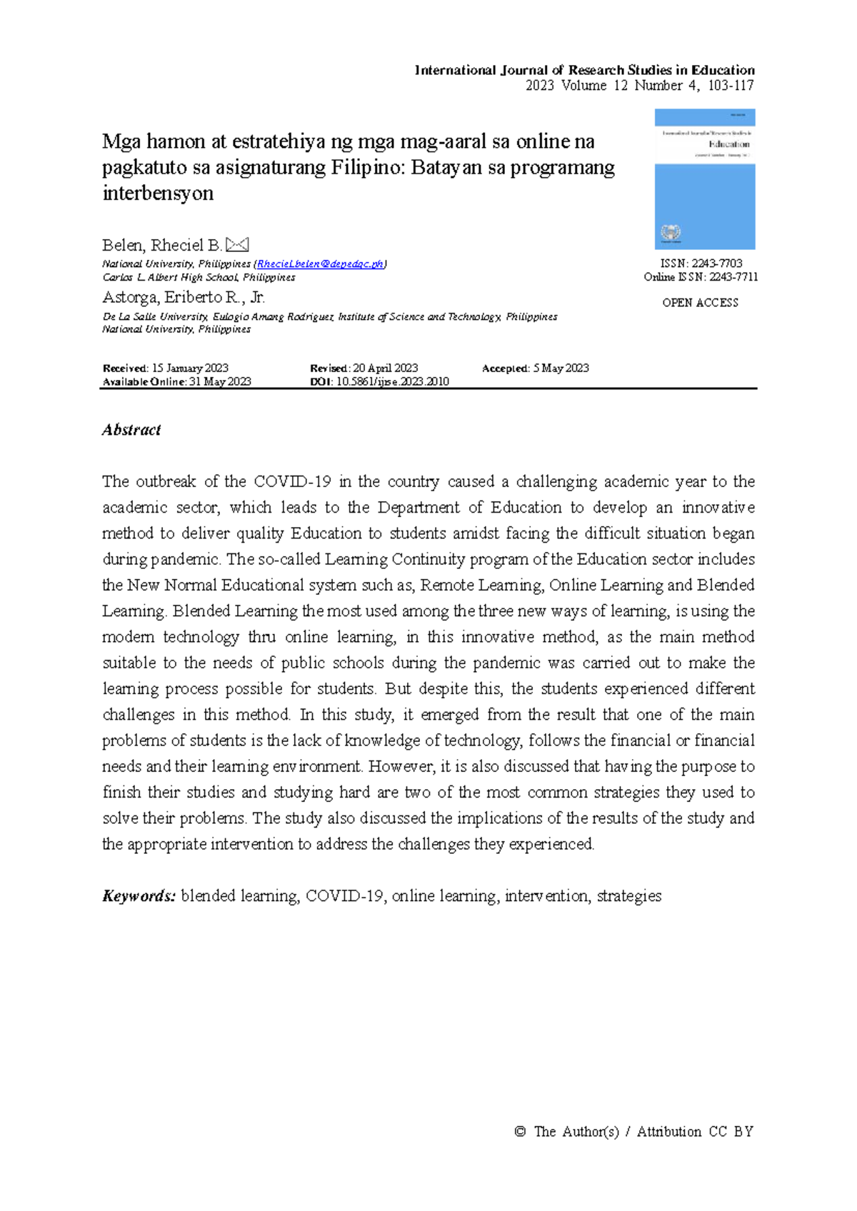 232010 ijrse final - Sjjswjhahau - International Journal of Research ...