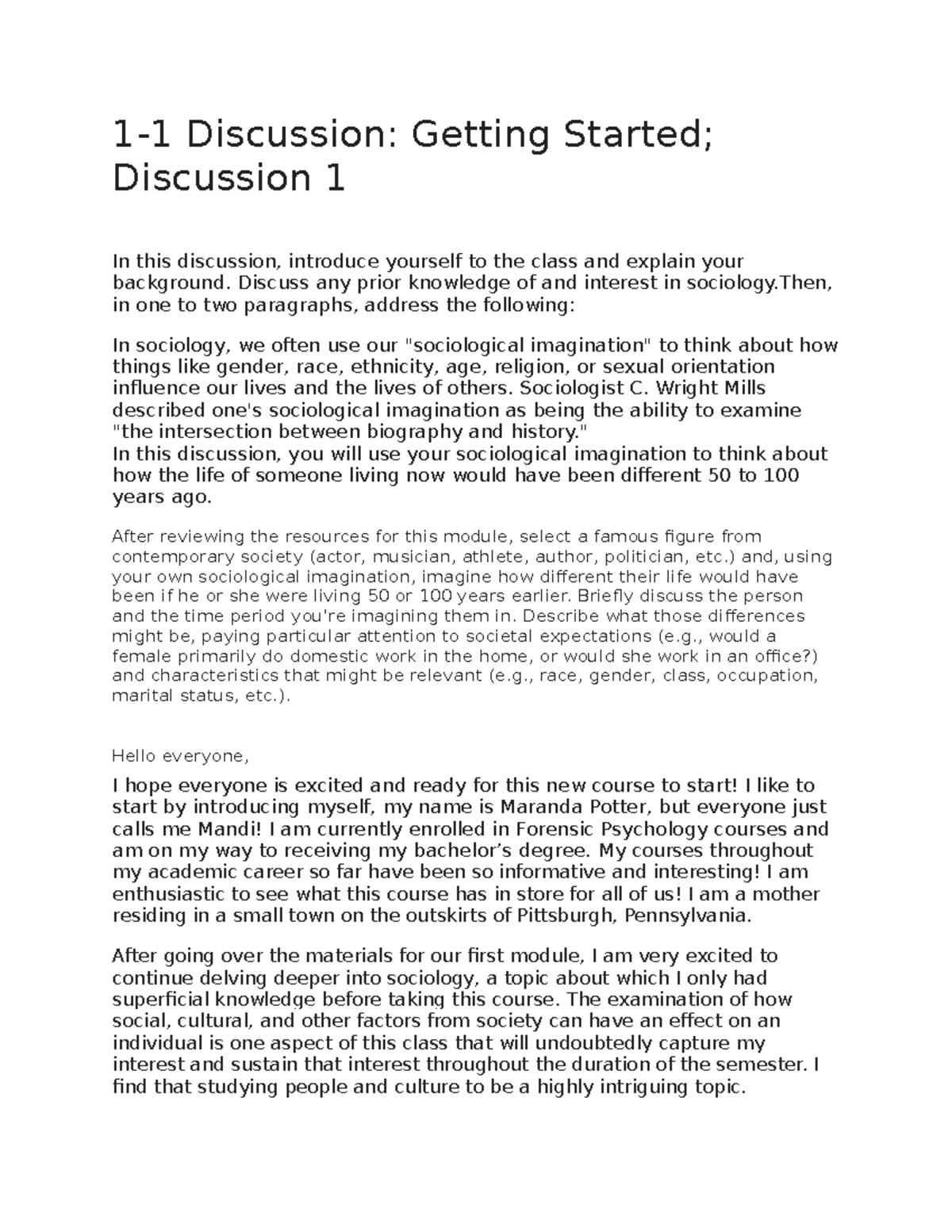 Sociology Module 1: Exploring Sociological Imagination and Queen ...