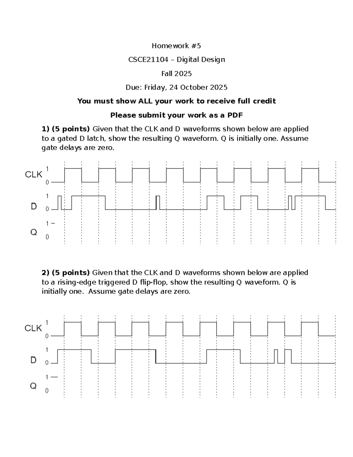 Homework CSCE21104: Digital Design Assignment - Fall 2025 - Studocu