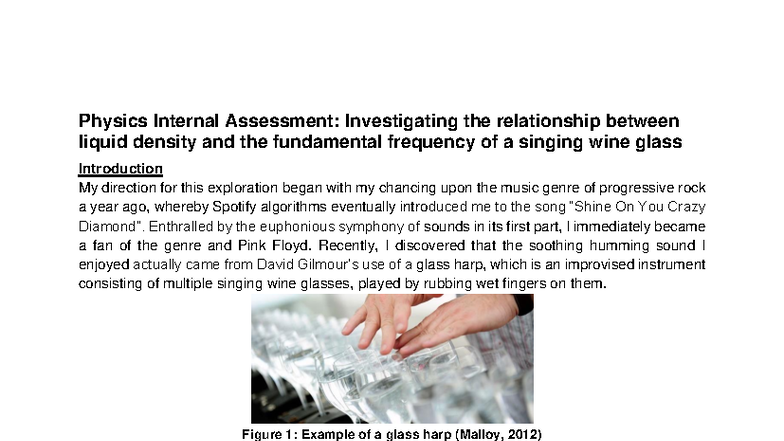 IB Physics HL IA (M22 Grade 7): Liquid Density & Frequency in Singing ...