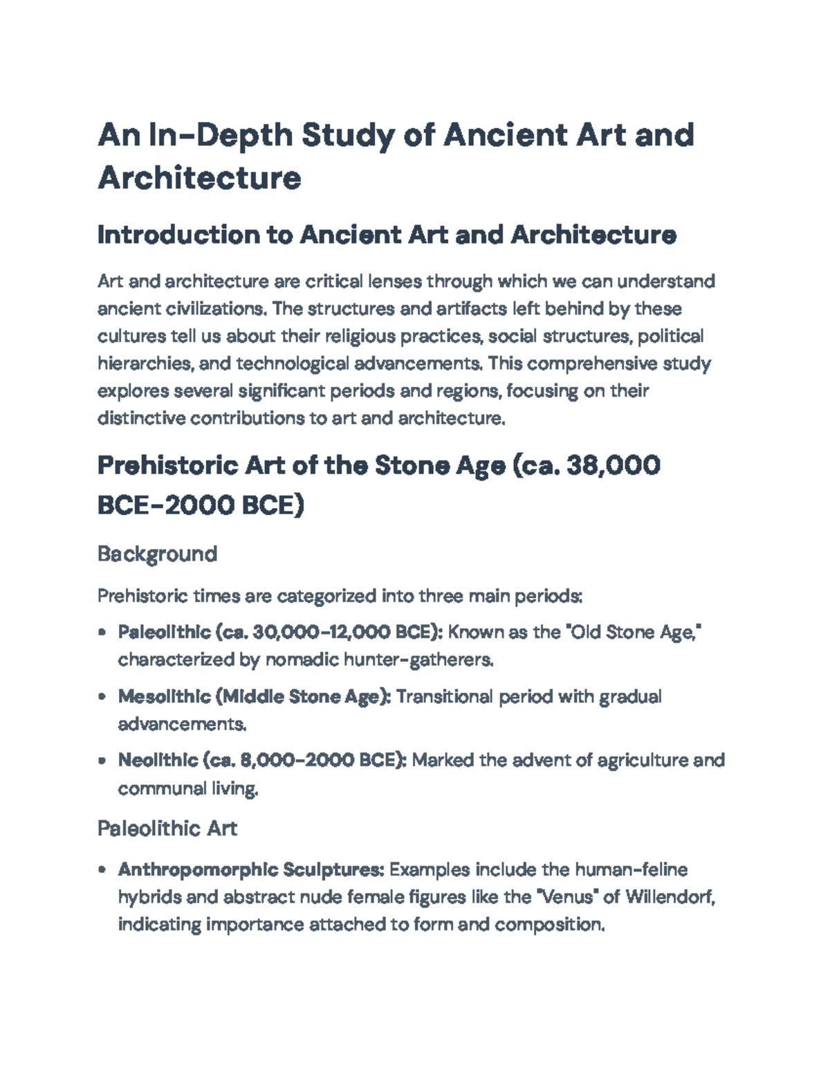 Exploring Ancient Art and Architecture: Key Periods and Contributions ...