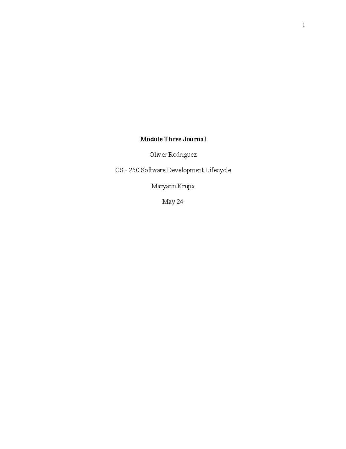 Module 3 Journal: Reflections on Software Development Lifecycle - CS ...