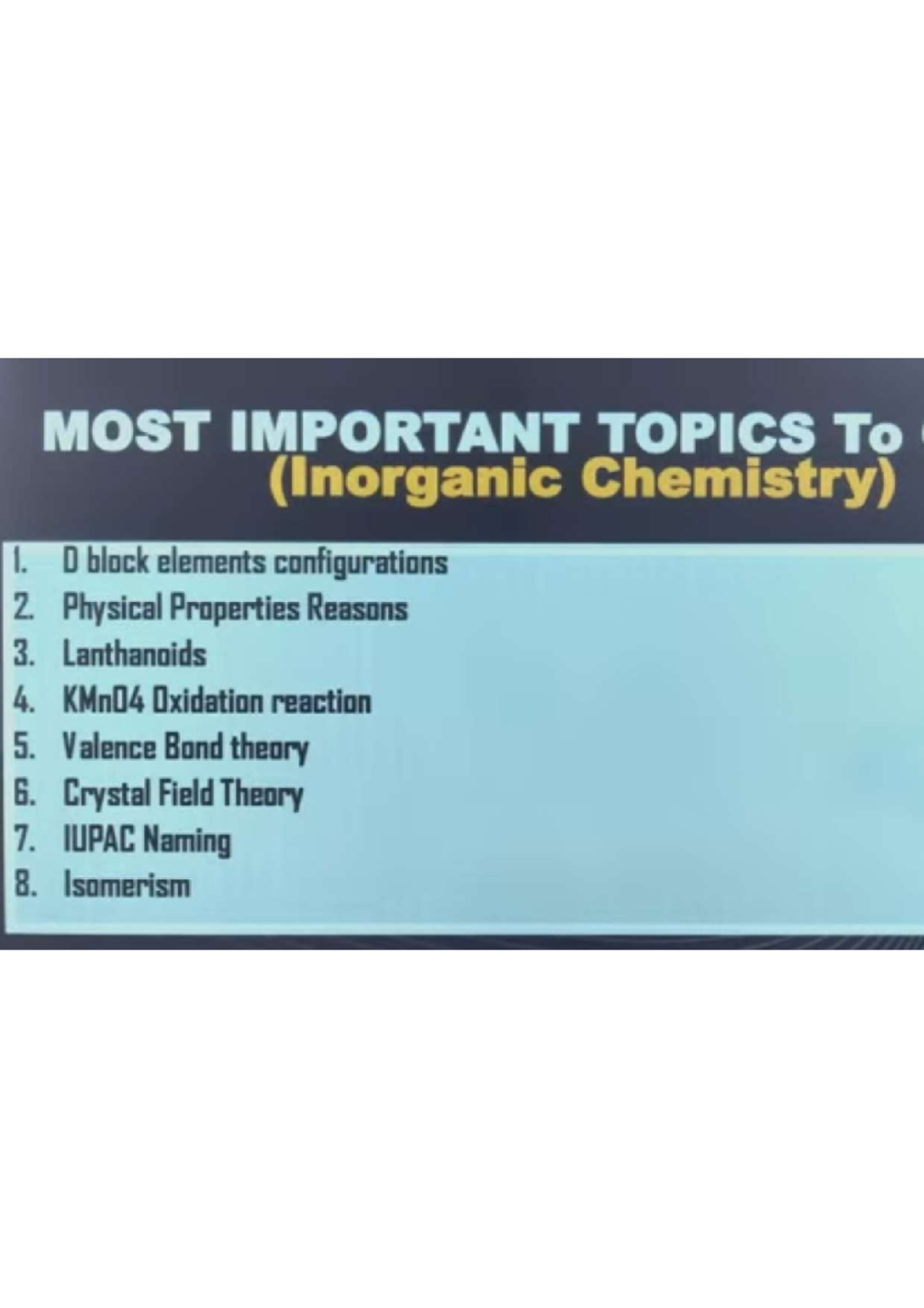 CHEM 101: Important Topics in Chemistry for Exams - Studocu