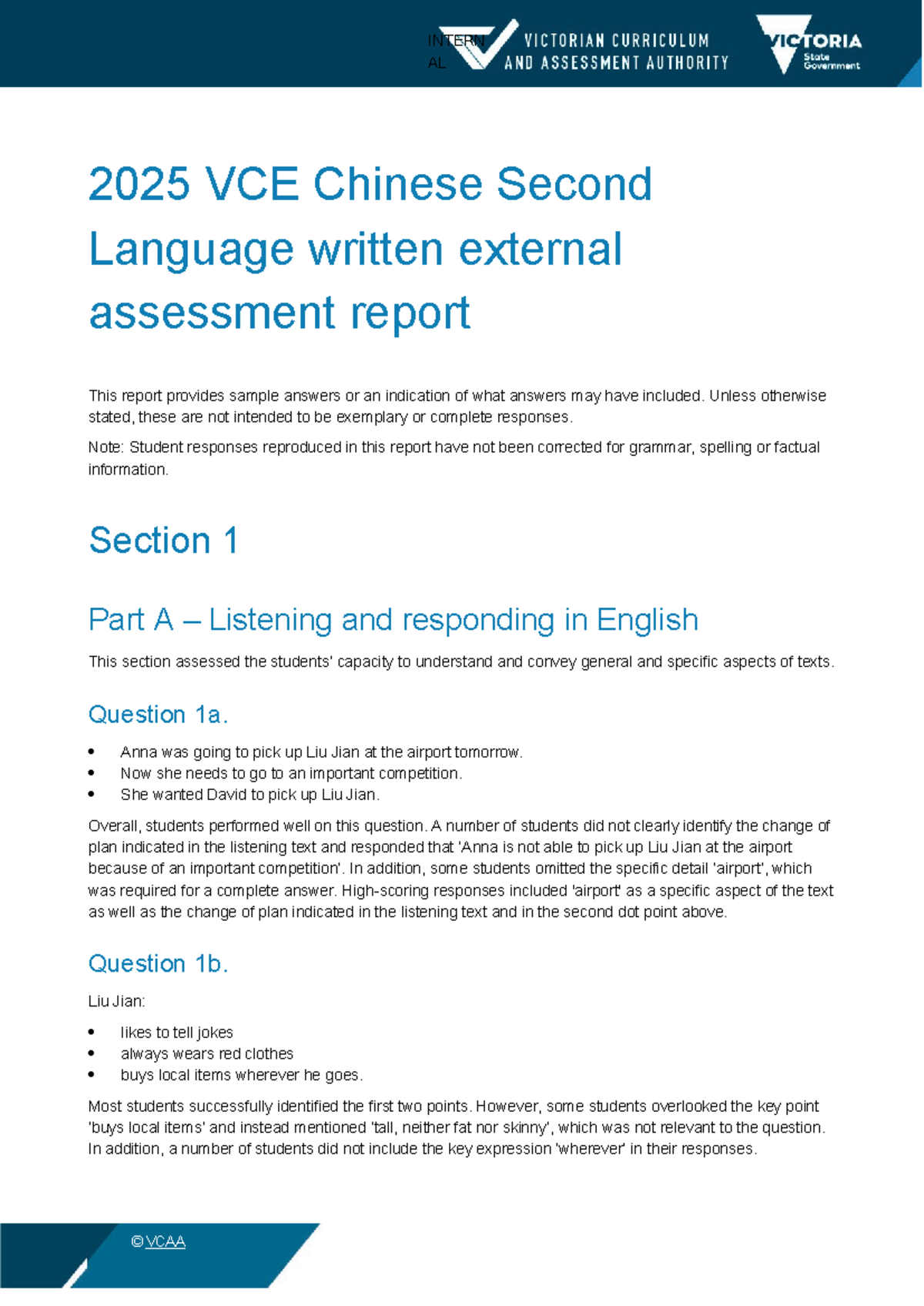 2025 VCE Chinese SL Written External Assessment Report - Studocu