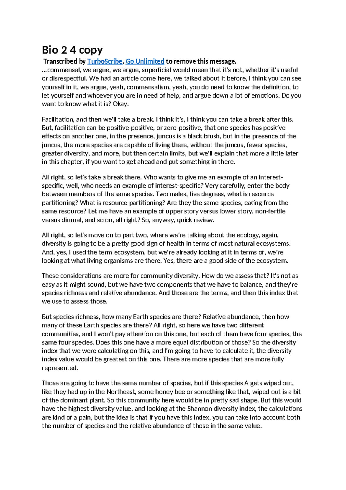 Bio 2 4 Final Exam Notes: Ecology and Community Diversity Insights ...