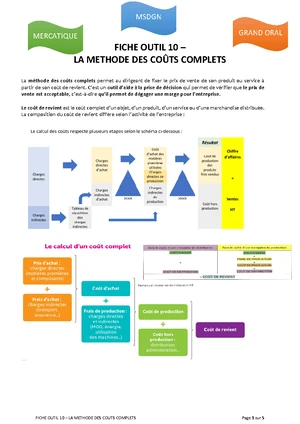 Fiche Outil 11 - La Méthode des Coûts Complets et Décisionnelle - Studocu