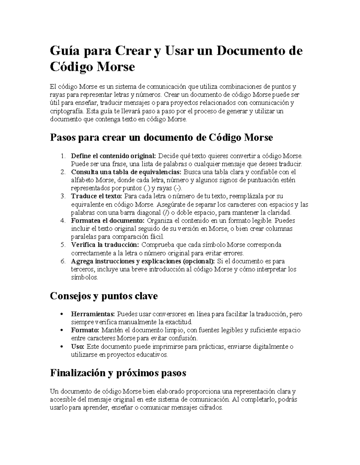 Guía Práctica para Crear un Documento de Código Morse - Studocu