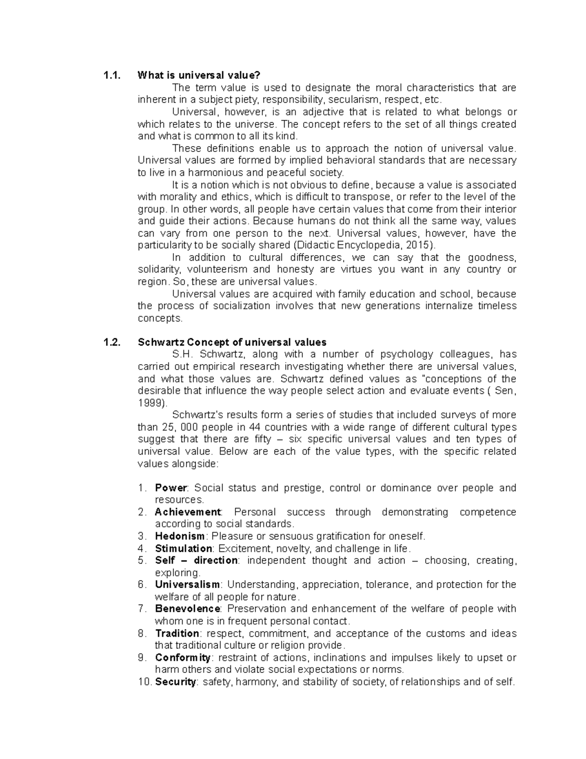 Understanding Universal Values: Definitions & Schwartz's Framework ...