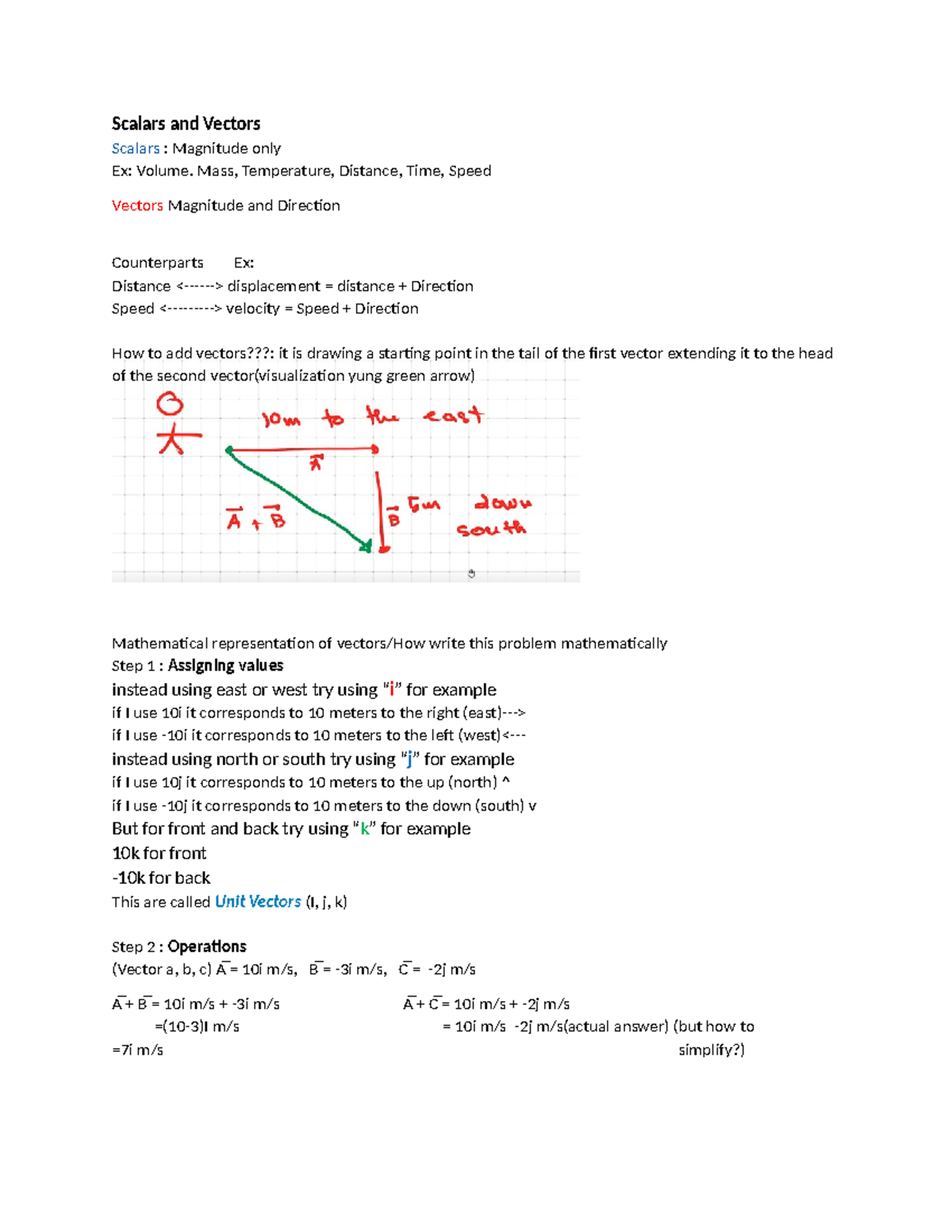 Scalars and Vectors - stats - Scalars and Vectors Scalars : Magnitude ...
