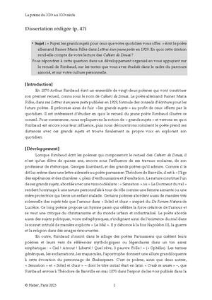 Les cahiers de Douai Rimbaud - Synthèse Rimbaud, Cahiers de Douai ...