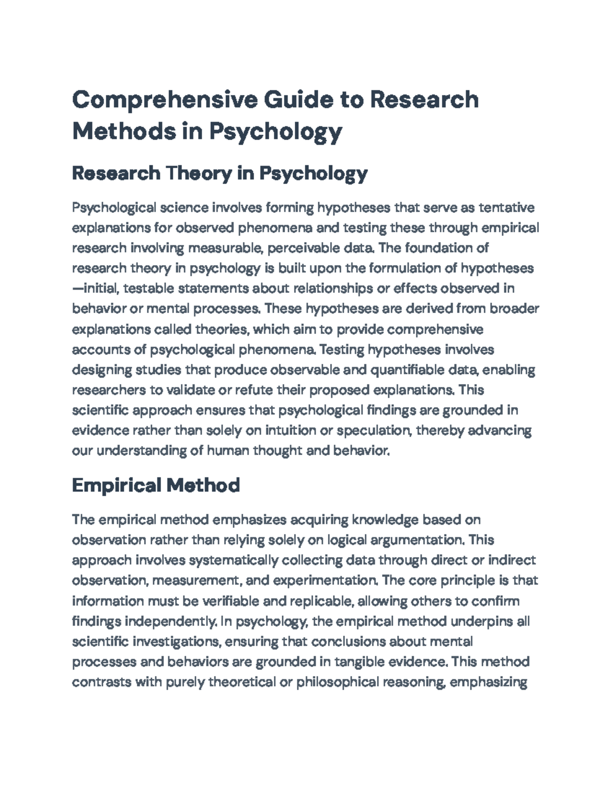 Comprehensive Guide to Research Methods in Psychology (PSY 101) - Studocu