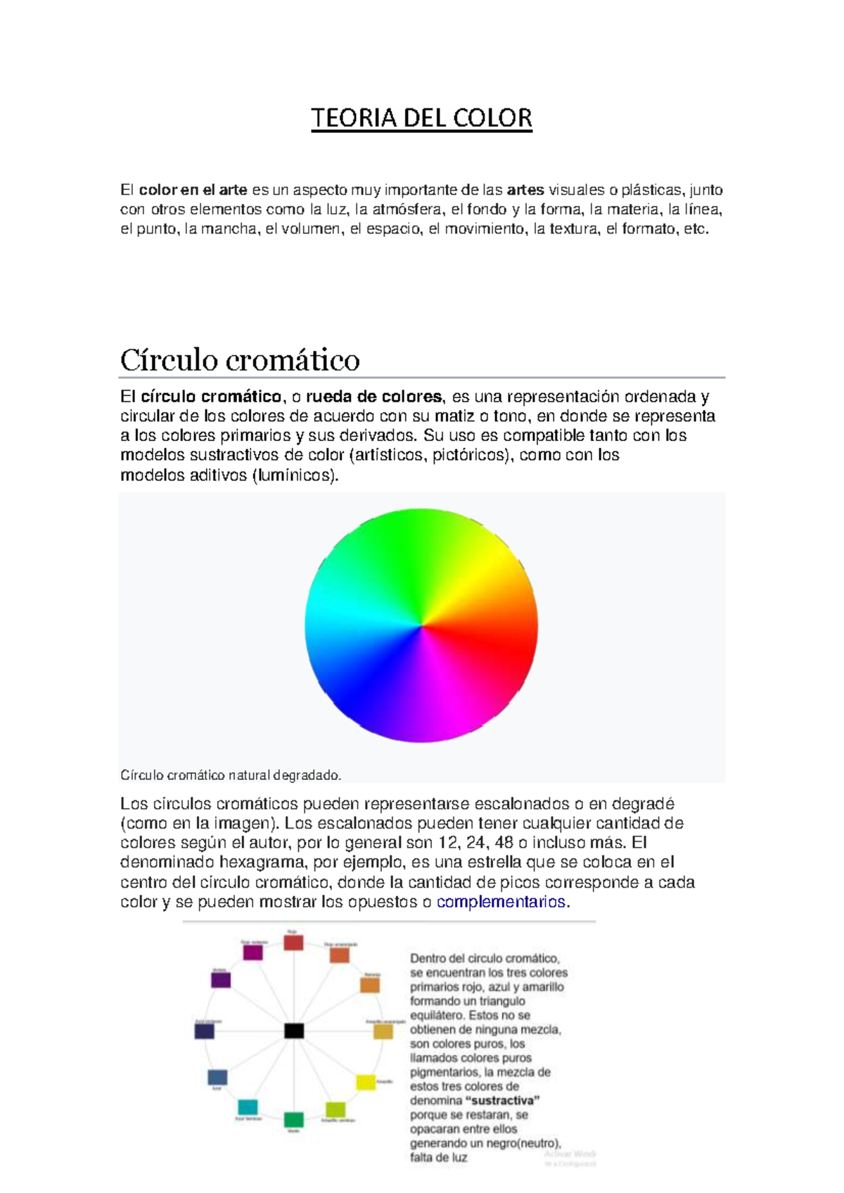 Teoría del Color en el Arte: Elementos y Significados Visuales - Studocu