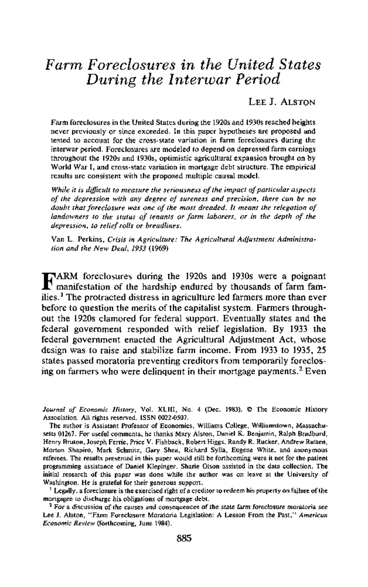 Farm Foreclosures in the U.S. (1921-1940): A Cross-State Analysis - Studocu