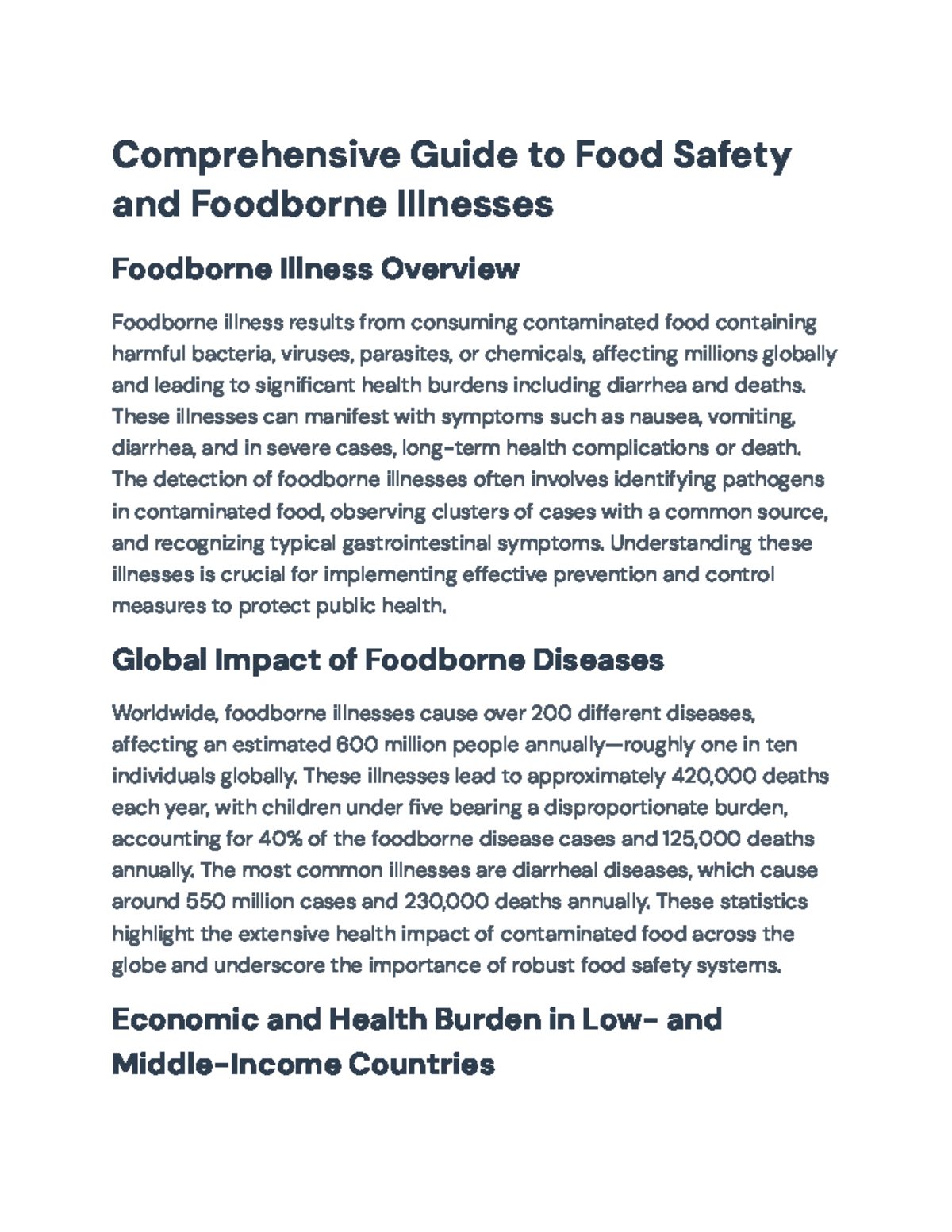 Comprehensive Study on Food Safety & Foodborne Illnesses (FS 101) - Studocu