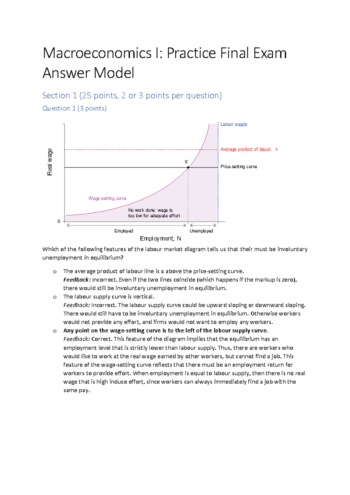 Macroeconomics I: Practice Final Exam Answer Model Guide - Studeersnel