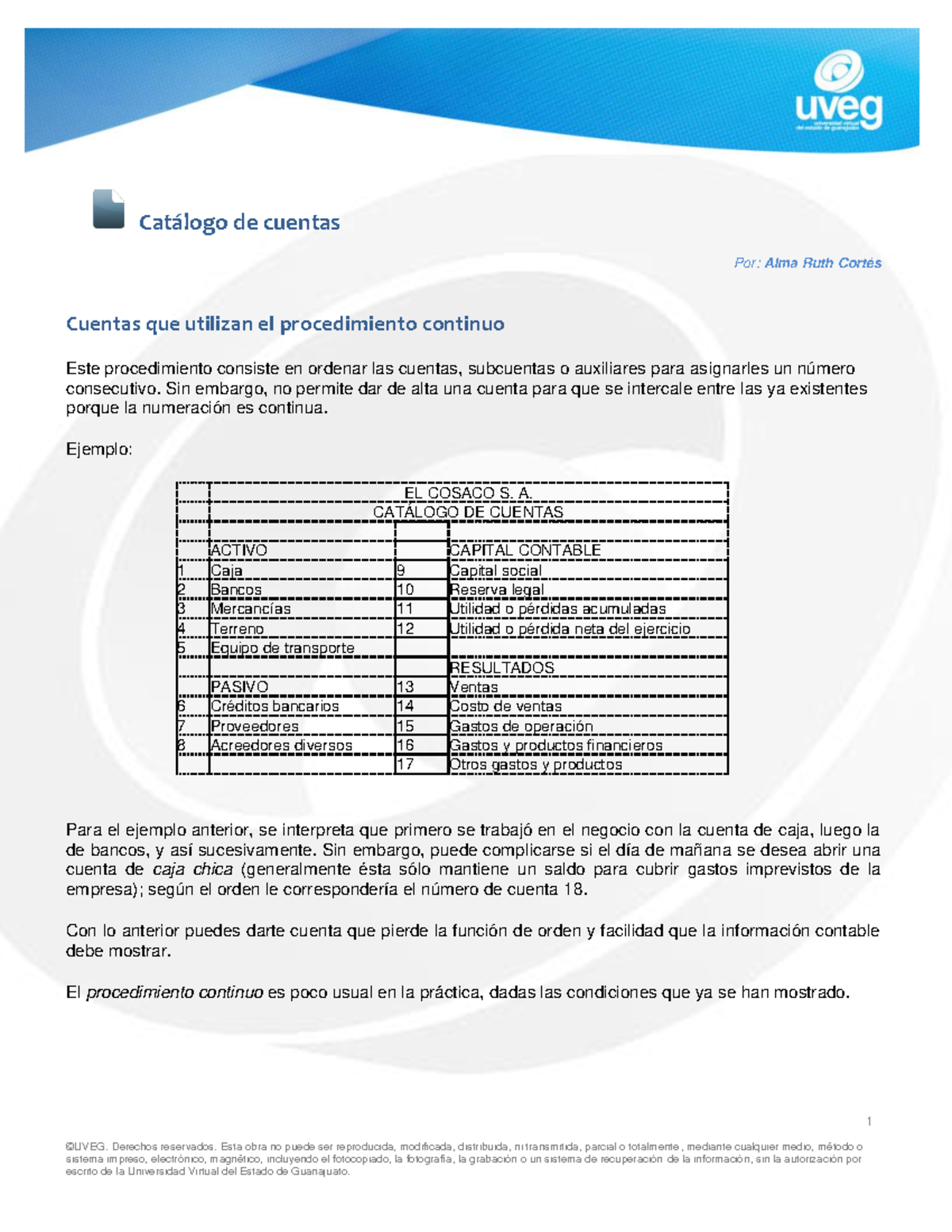 Catálogo de Cuentas - Material de repaso para exámenes - ©UVEG ...