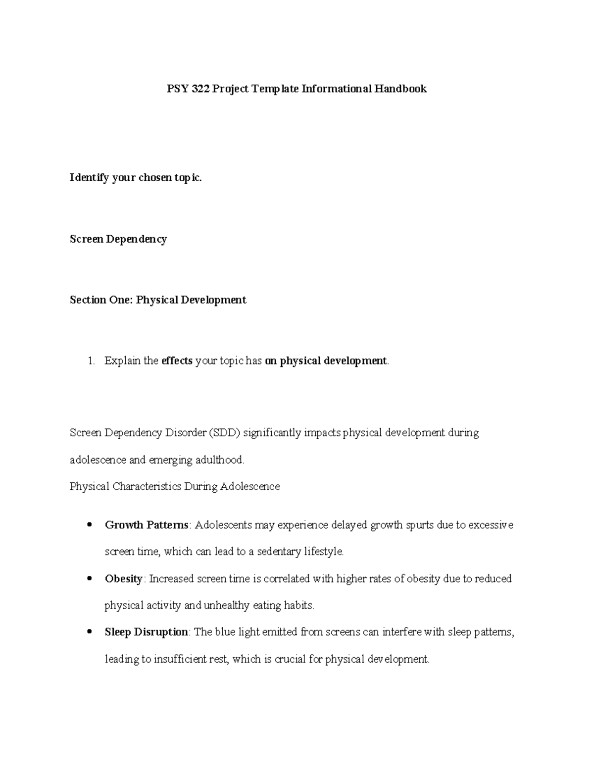 PSY 322 Project: Impact of Screen Dependency on Development - Studocu