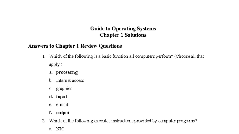 Operating Systems (CS101) Unit 1 Review Questions & Answers - Studocu