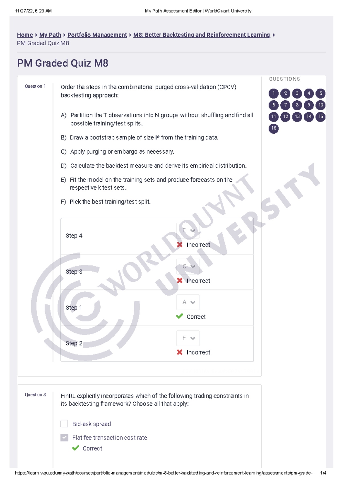 M8 practice quiz - Home My Path Portfolio Management M8: Better ...