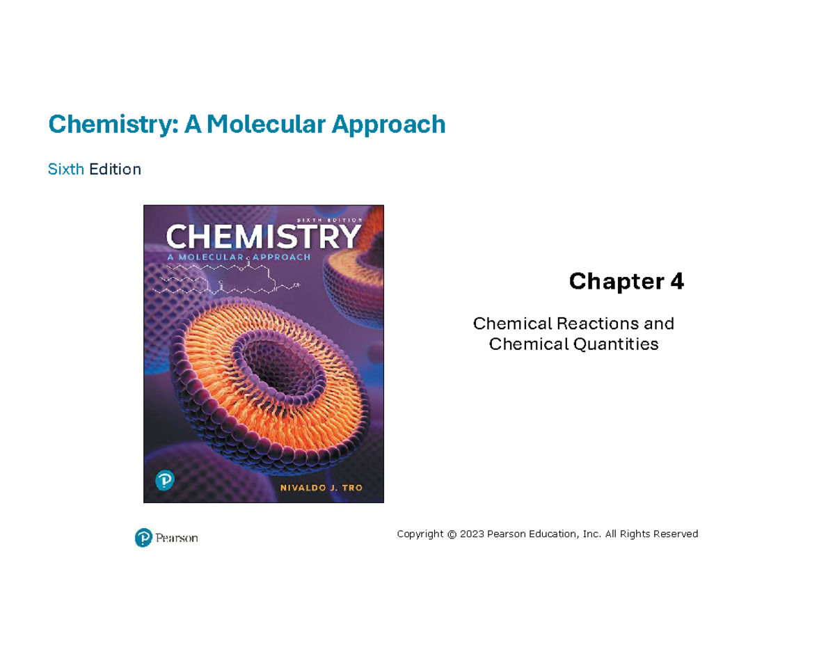 C105 Chapter 4: Stoichiometry & Chemical Reactions Overview - Studocu