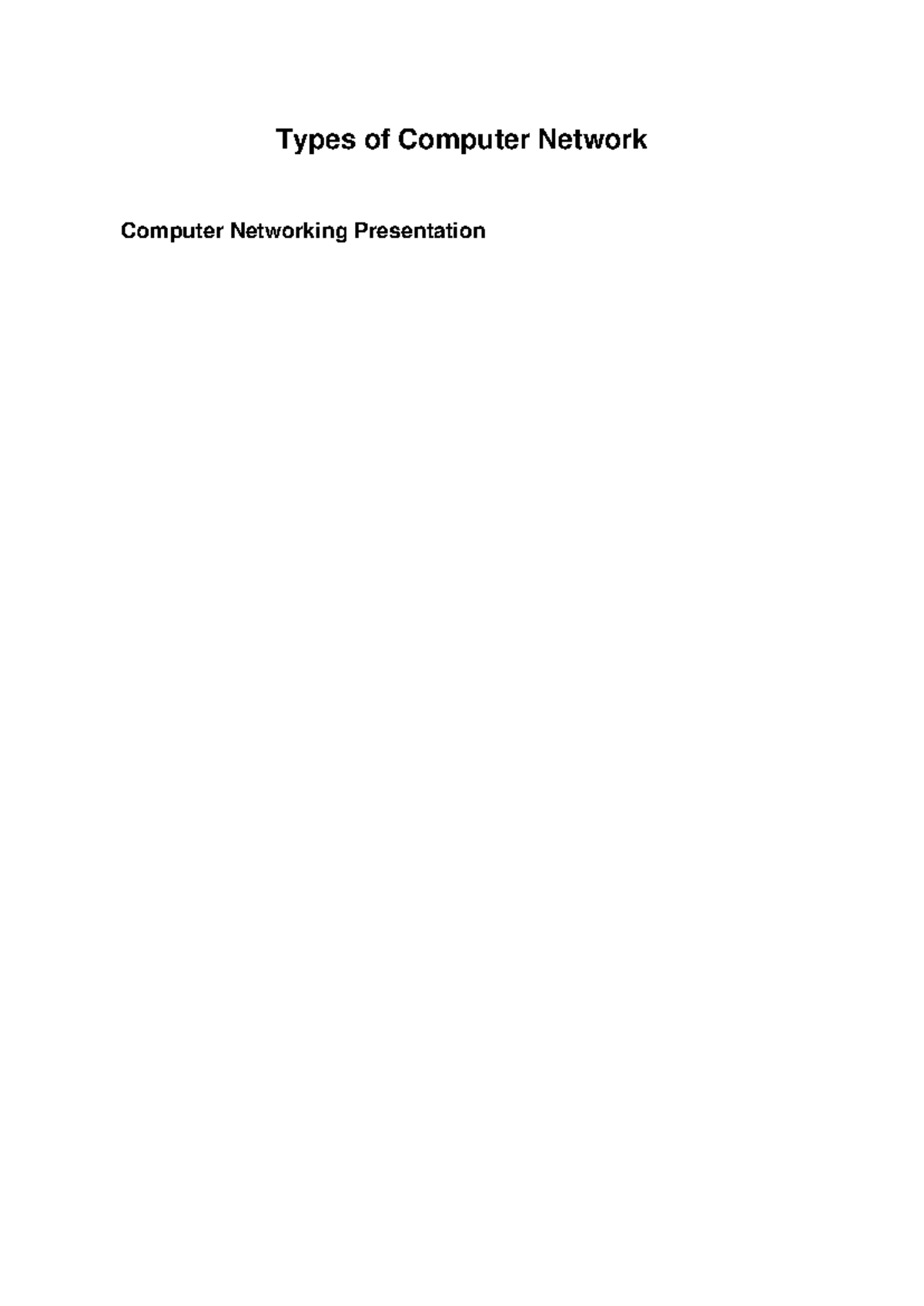 Types of Computer Networks: A Comprehensive Presentation - Studocu