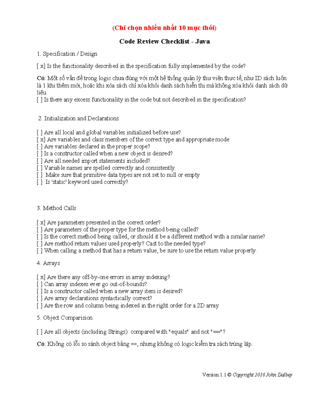 Code Review Checklist for Java: Key Points and Best Practices - Studocu