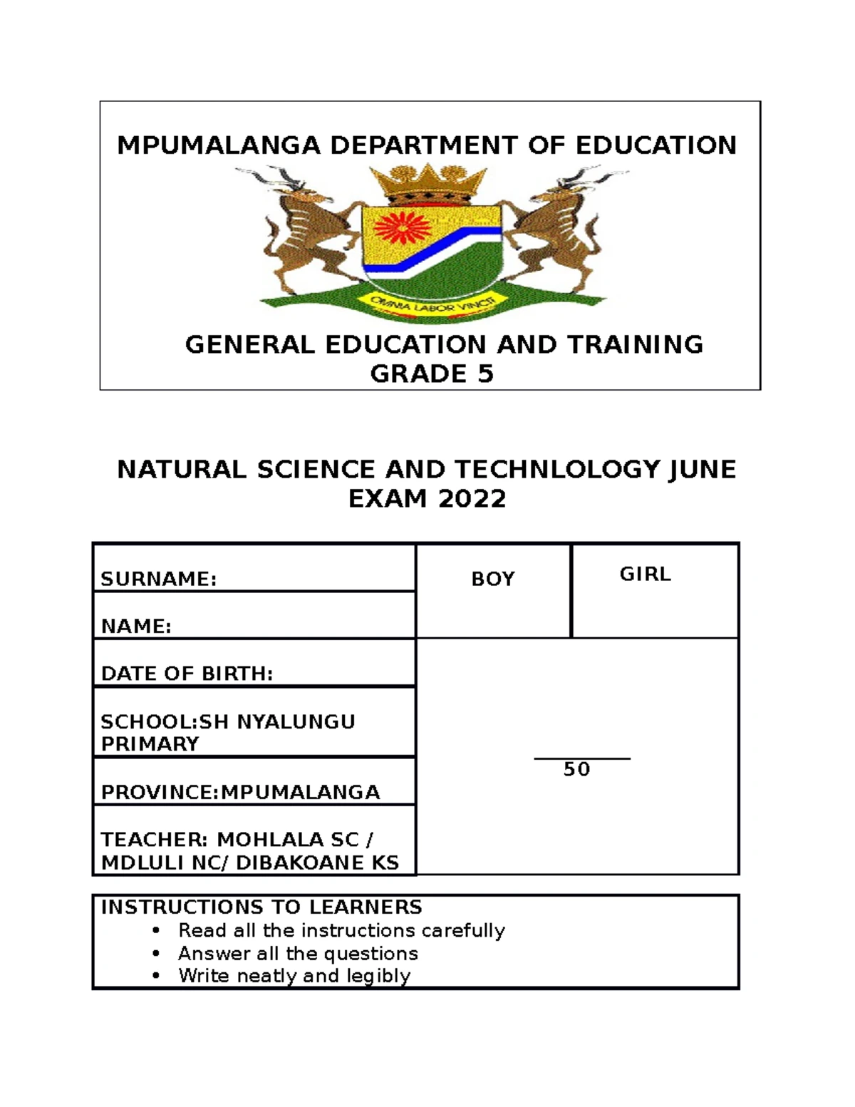 Gr 5 Term 3 2018 NS&T Lesson Plan - 1 Grade 4 NATURAL SCIENCES ...