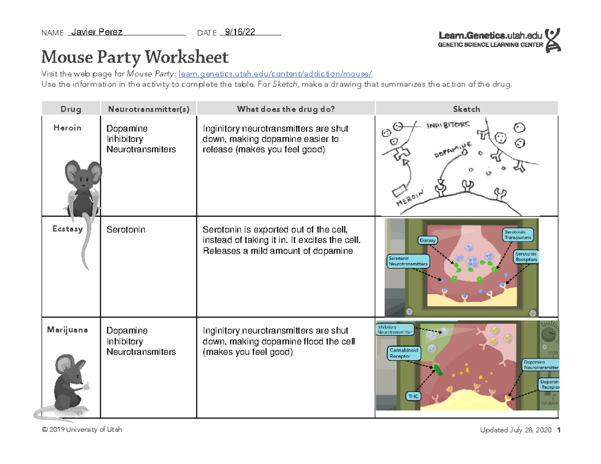 Mouse-Party-Worksheet - © 2019 University of Utah Updated July 28, 2020 ...