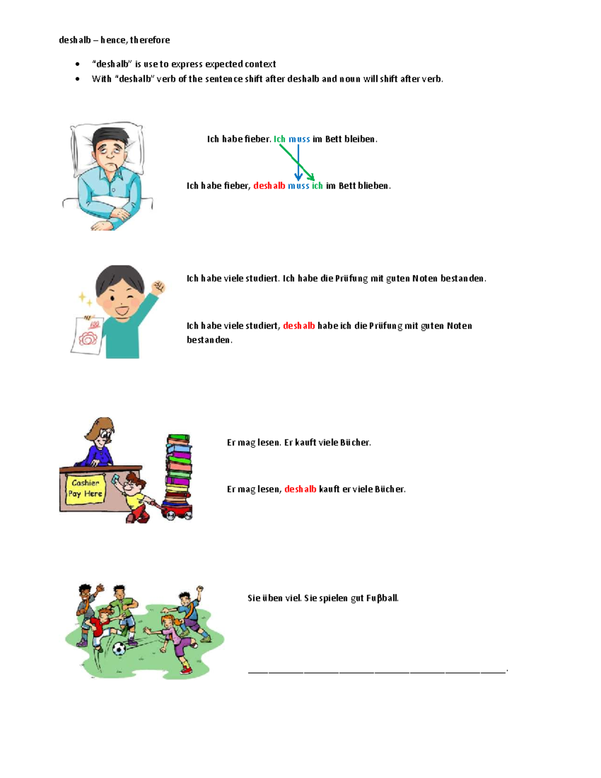 Deshalb - German language grammar - deshalb – hence, therefore “deshalb ...