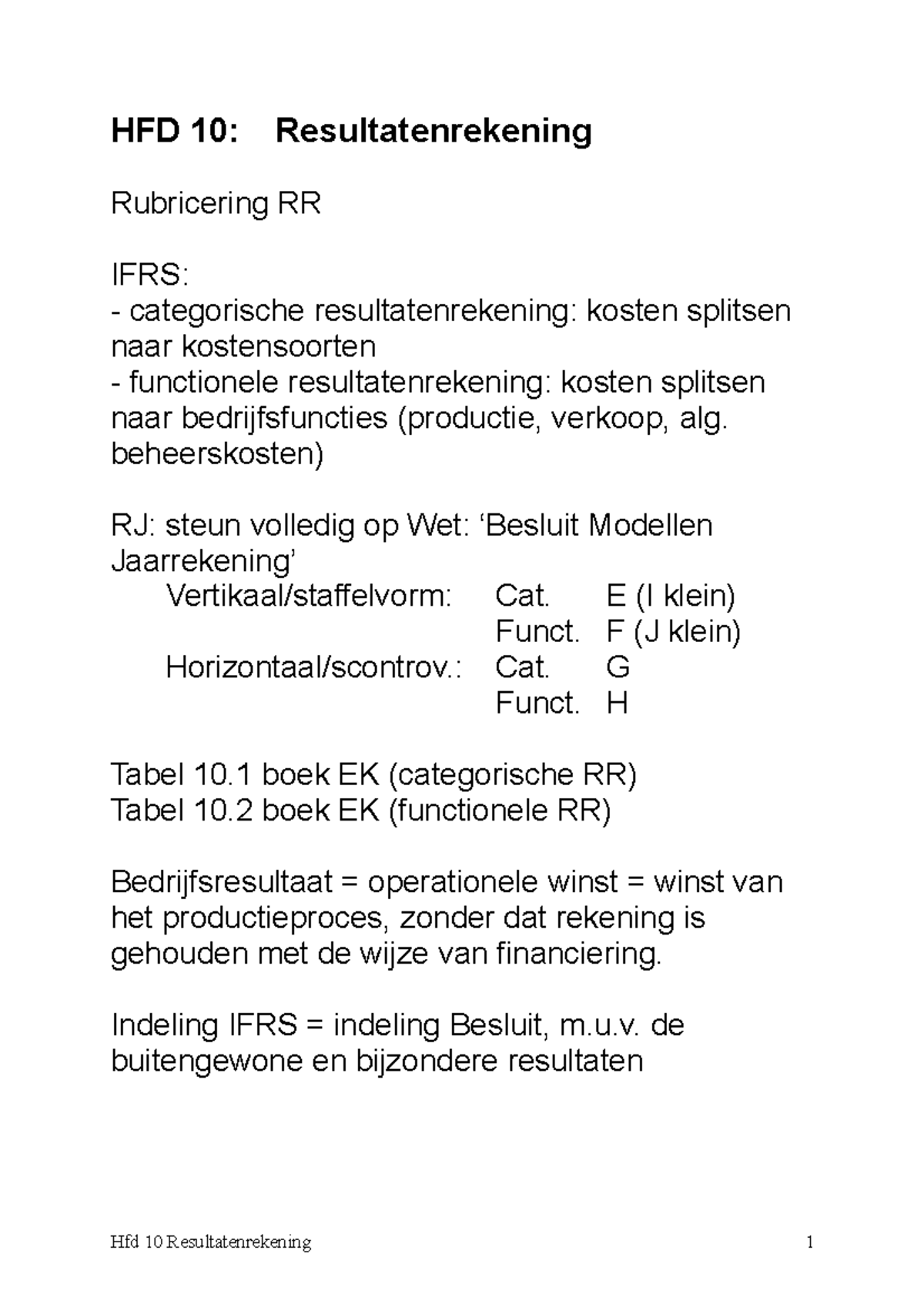 HFD 10 Resultatenrekening en IFRS Segmentatie Overzicht - Studeersnel