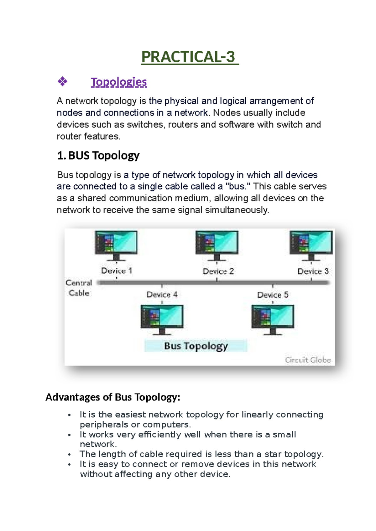 Practical 3 - please open the - PRACTICAL- Topologies A network ...