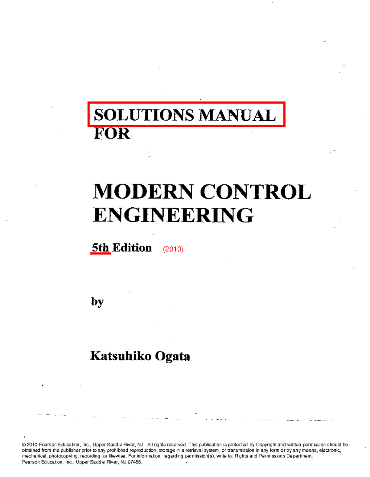Modern Control Engineering: Ogata - ed 5 Solution Manual - Studocu