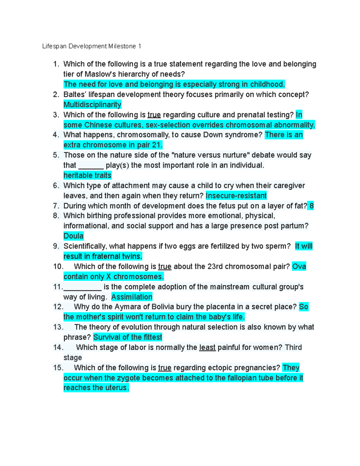 Lifespan Development Milestone 1: Understanding Key Concepts and Theories - Studocu