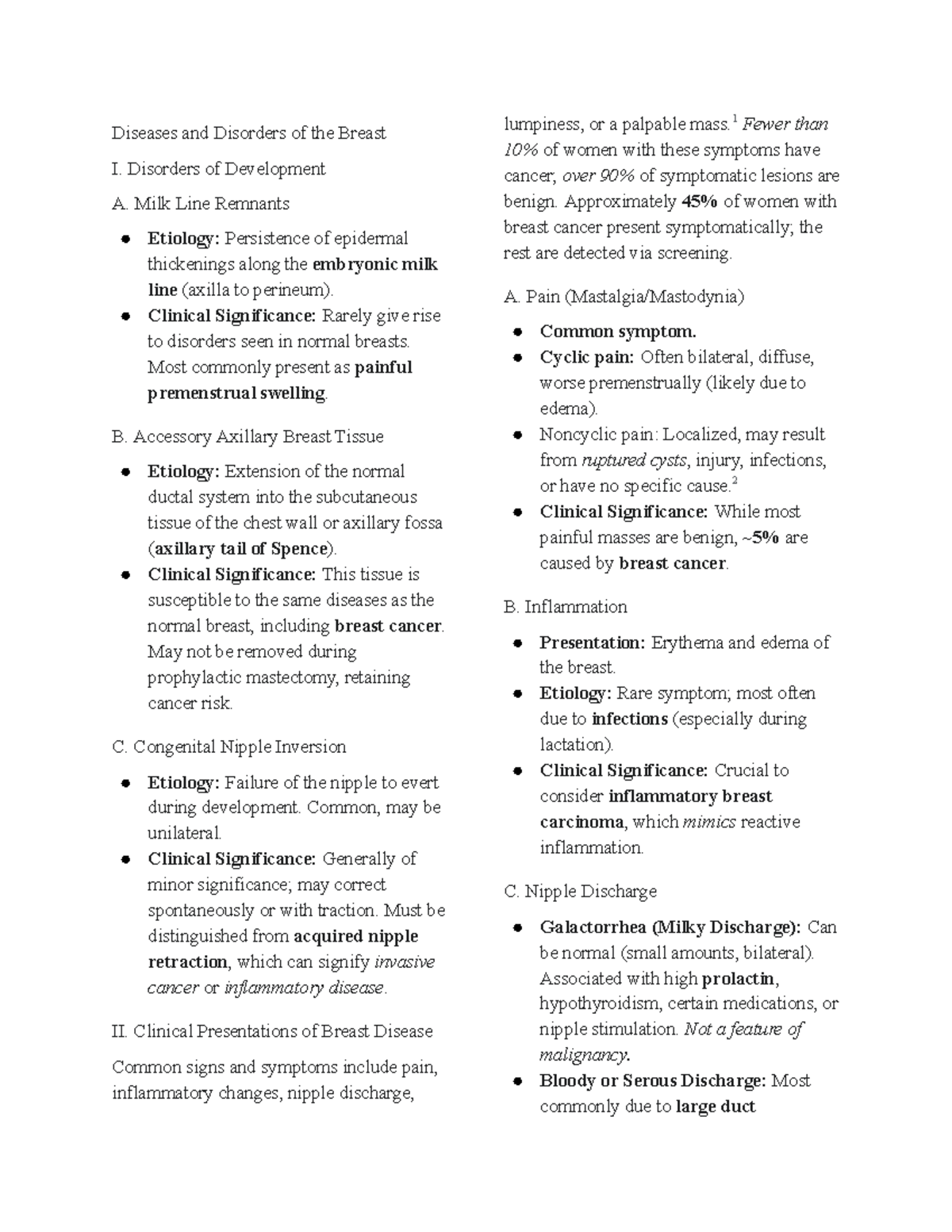 Diseases and Disorders of the Breast I: Developmental and Clinical ...