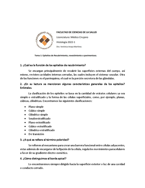 Tejido epitelial - 1. Epitelio cúbico simple 2. Epitelio cilíndrico ...