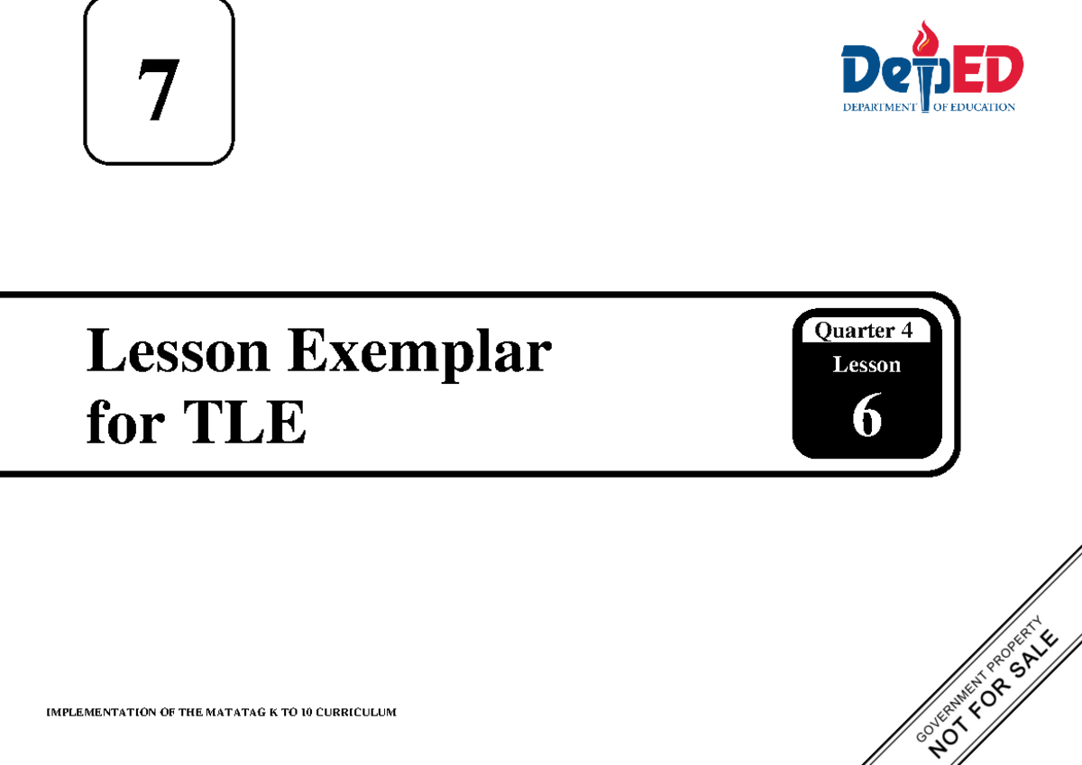 Q4 TLE 7 Lesson 6 Exemplar: Implementing MATATAG Curriculum - Studocu