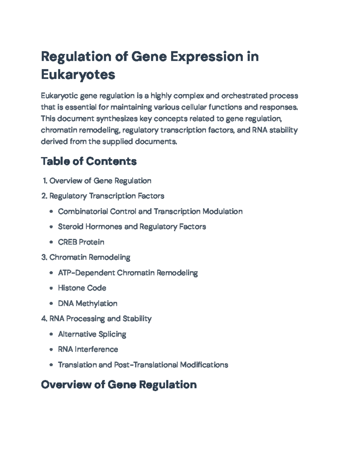 Eukaryotic Gene Expression Regulation: Key Concepts and Mechanisms ...