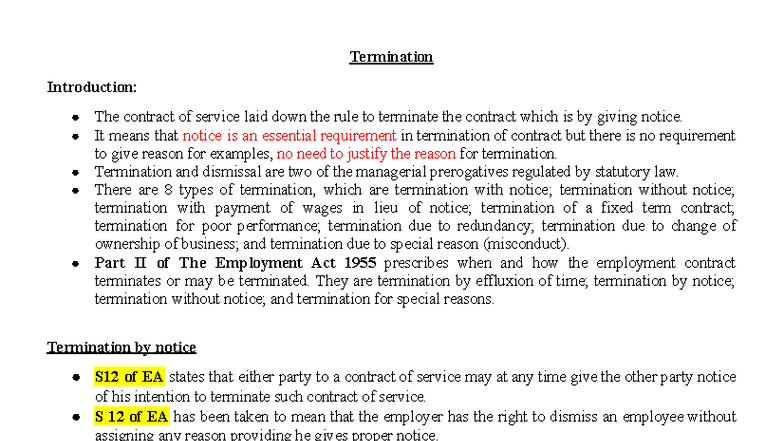 Termination of Employment Contracts: Key Principles and Legal Framework ...