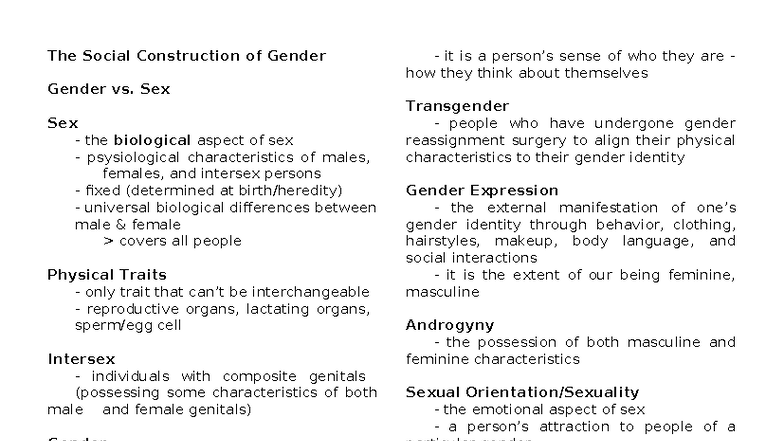 1 The Social Construction of Gender - The Social Construction of Gender ...